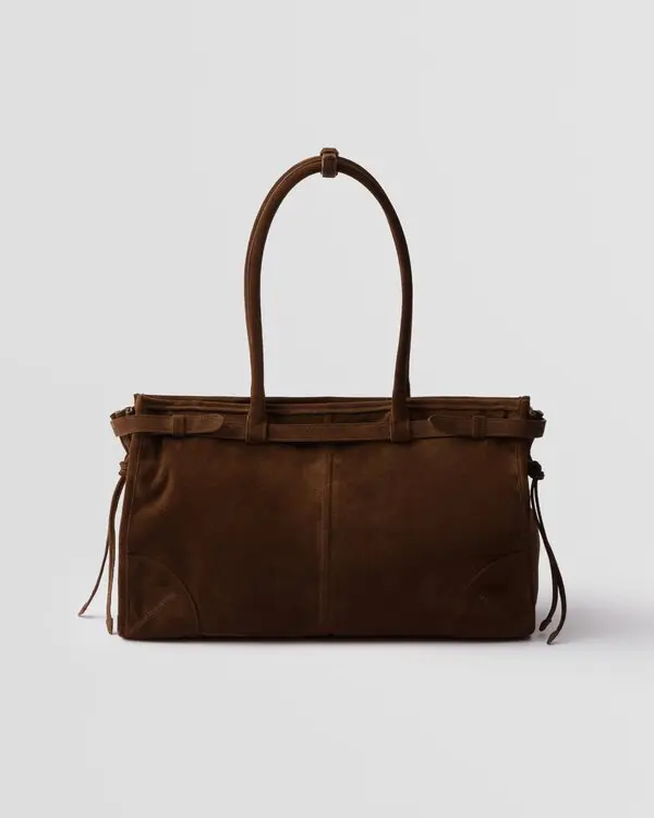 Prada Bonnie Large Suede Handbag - Cocoa Brown | Editorialist